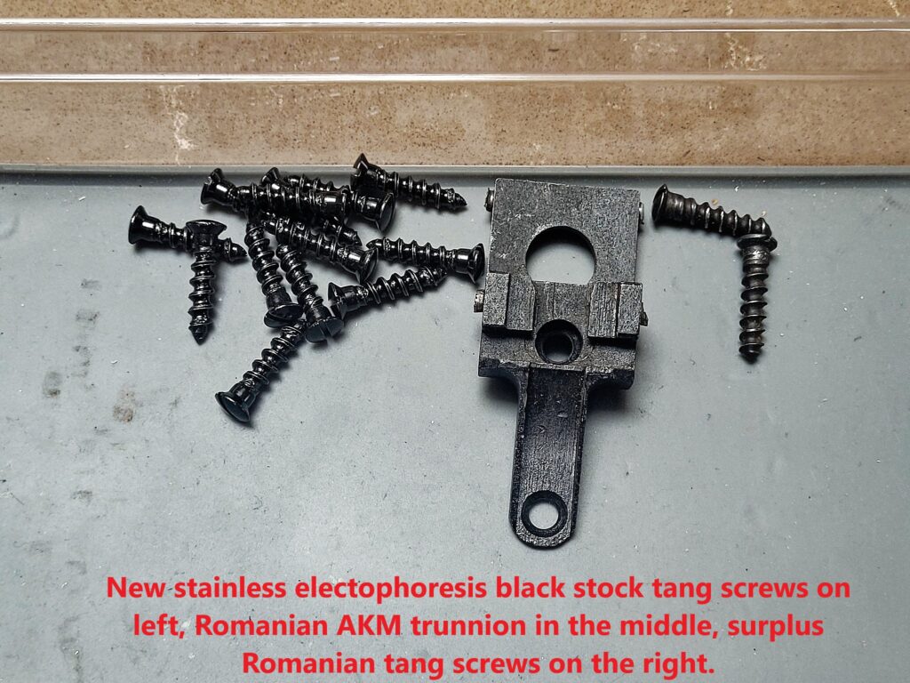 AKM Rear Trunnion Tang Buttstock Screws: Black Stainless (Pair)